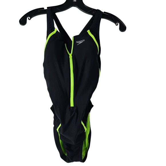 Speedo | Swim | Speedo Black Neon Yellow Racer Swimsuit One Piece ...